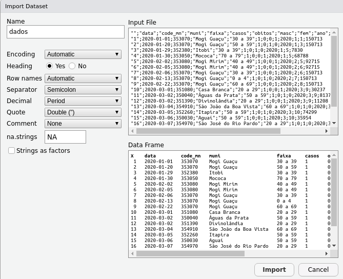 1 Leitura e escrita de arquivos de texto | Comandos básicos do R: Guia de bolso